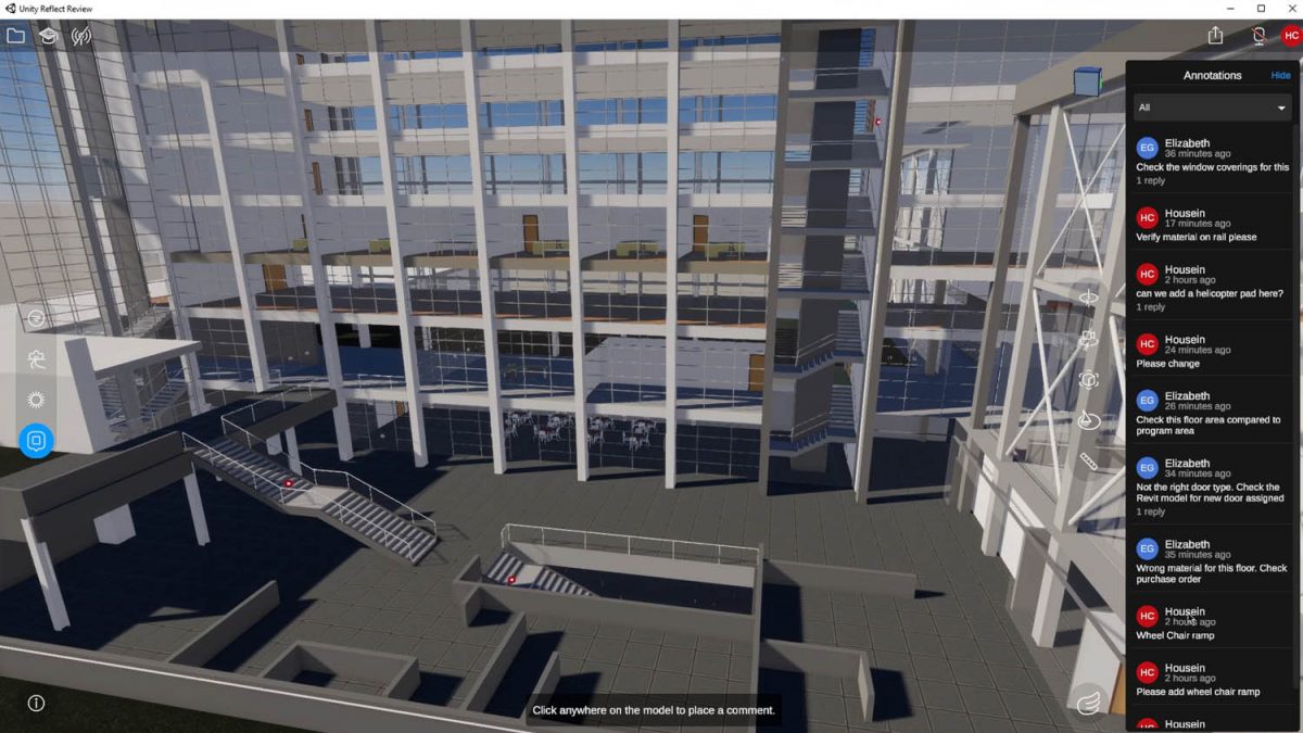 Annotations added to Unity Reflect Review - AEC Magazine